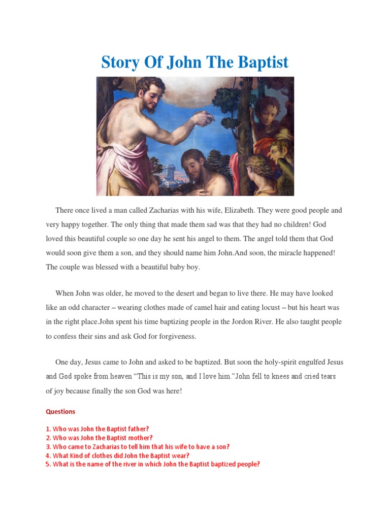 Story of John The Baptist: Questions | PDF