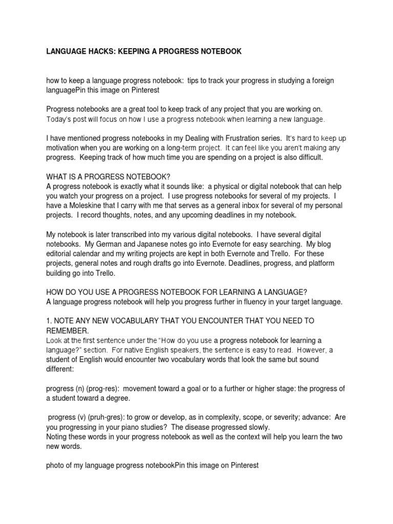 Language Learners' Progress Guide | PDF | English Language | Japanese ...