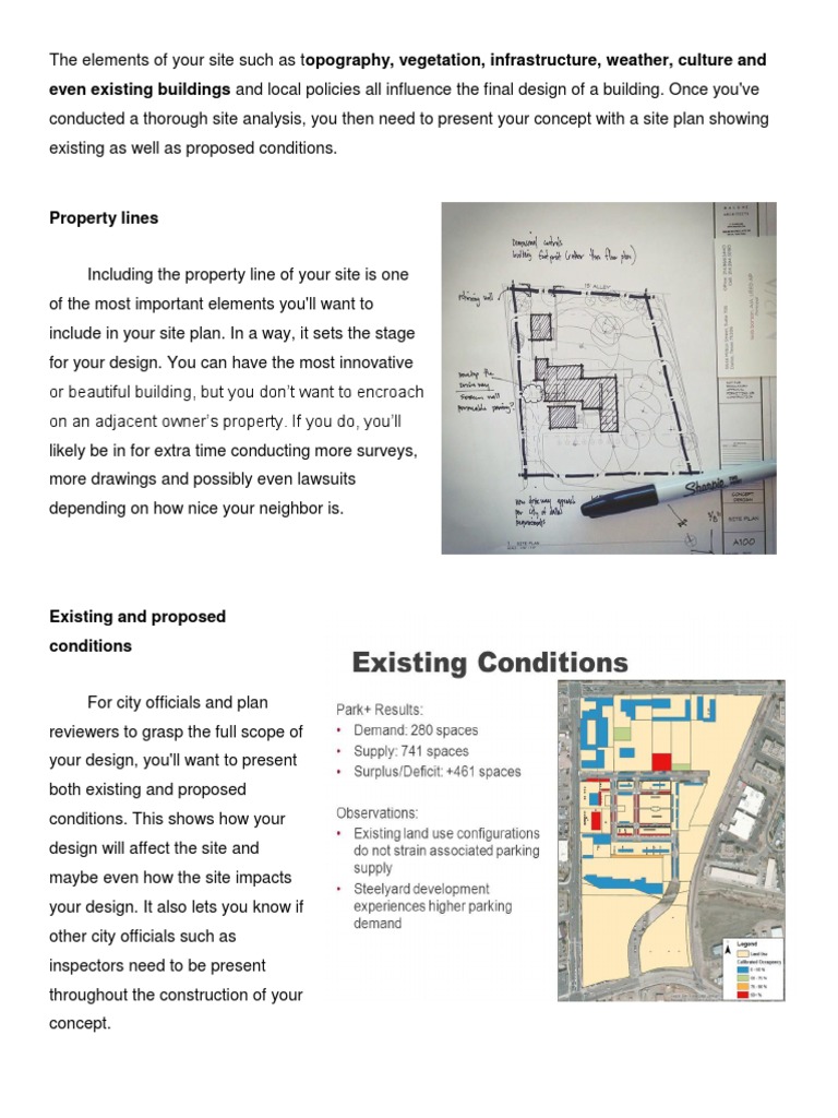 Analyzing Site Conditions for Building Design | PDF | Trees | Street