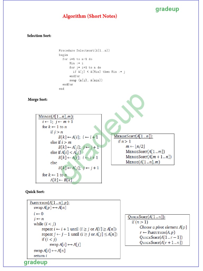 Algorithms Short Notes | PDF | Algorithms And Data Structures ...