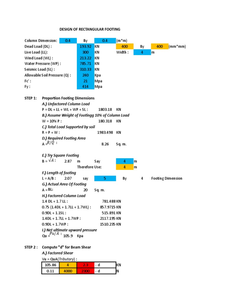 Rectangular Footing Design Guide | PDF | Continuum Mechanics | Building ...