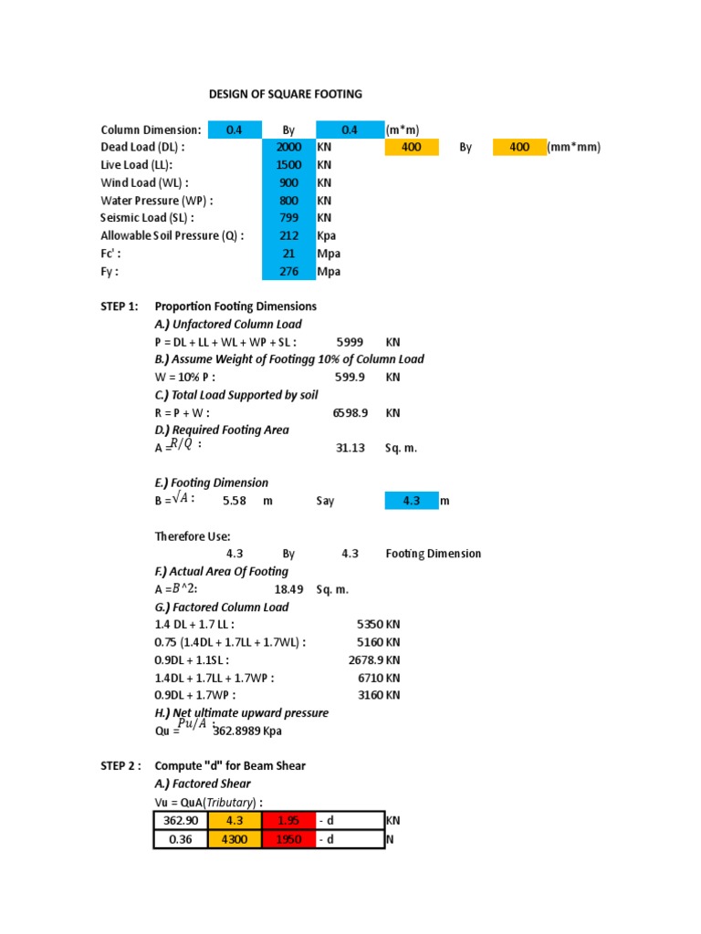 Design of Square Footing | PDF | Building Engineering | Mechanics