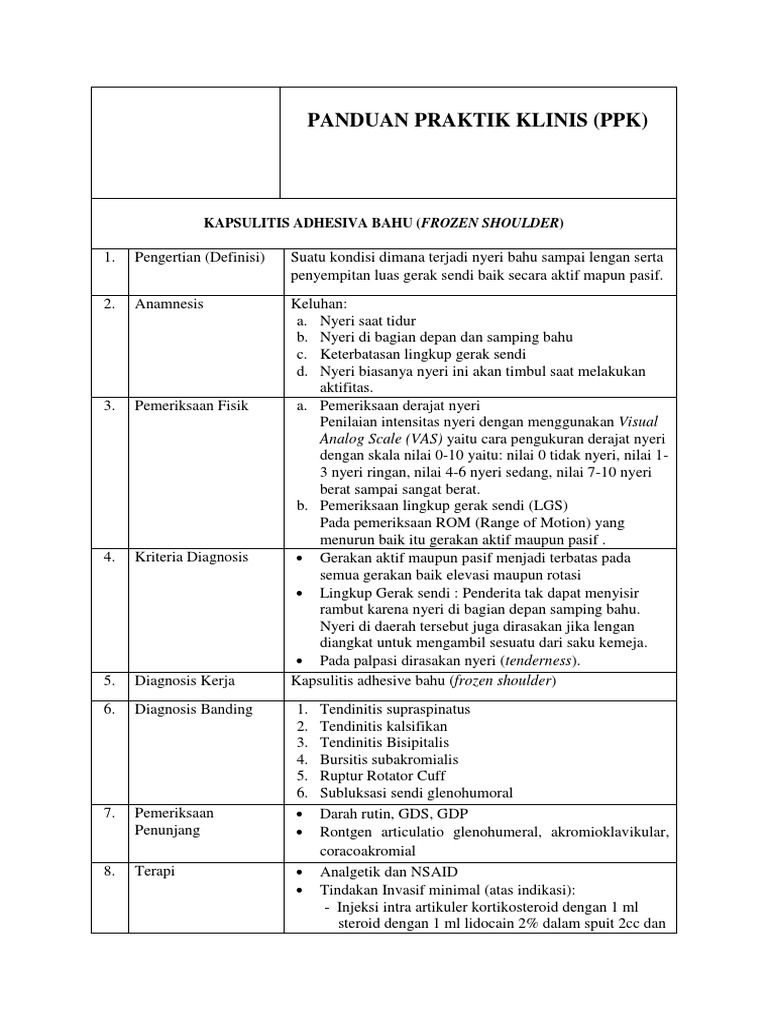 Diagnosis Kapsulitis Adhesiva Bahu | PDF