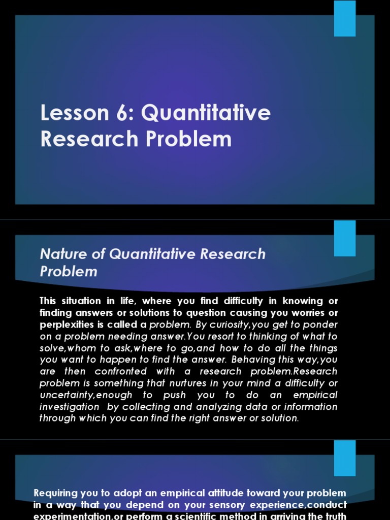 Lesson 6: Quantitative Research Problem | PDF | Experiment | Question