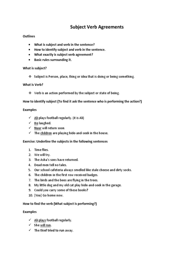 Subject Verb Agreements | Download Free PDF | Grammatical Number | Plural