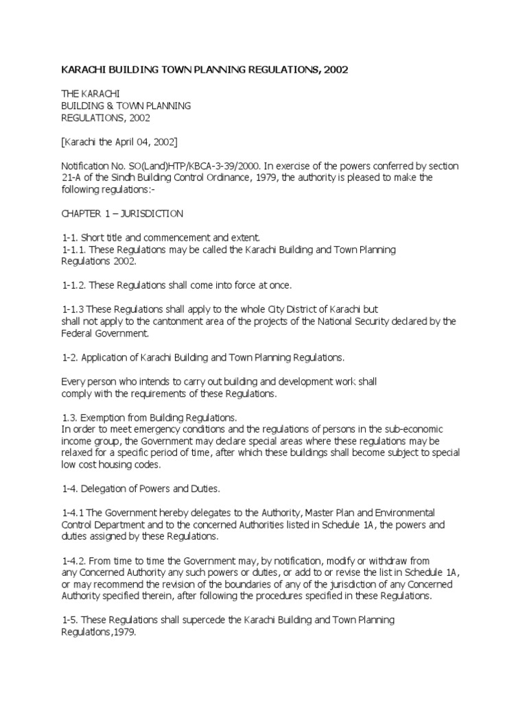 Karachi Building Town Planning Regulations 2002 | PDF | Building ...