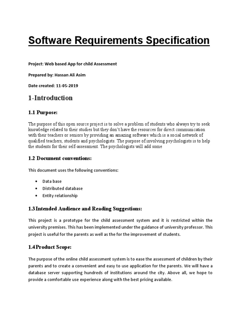 Software Requirements Specification 1 Introduction Pdf Web