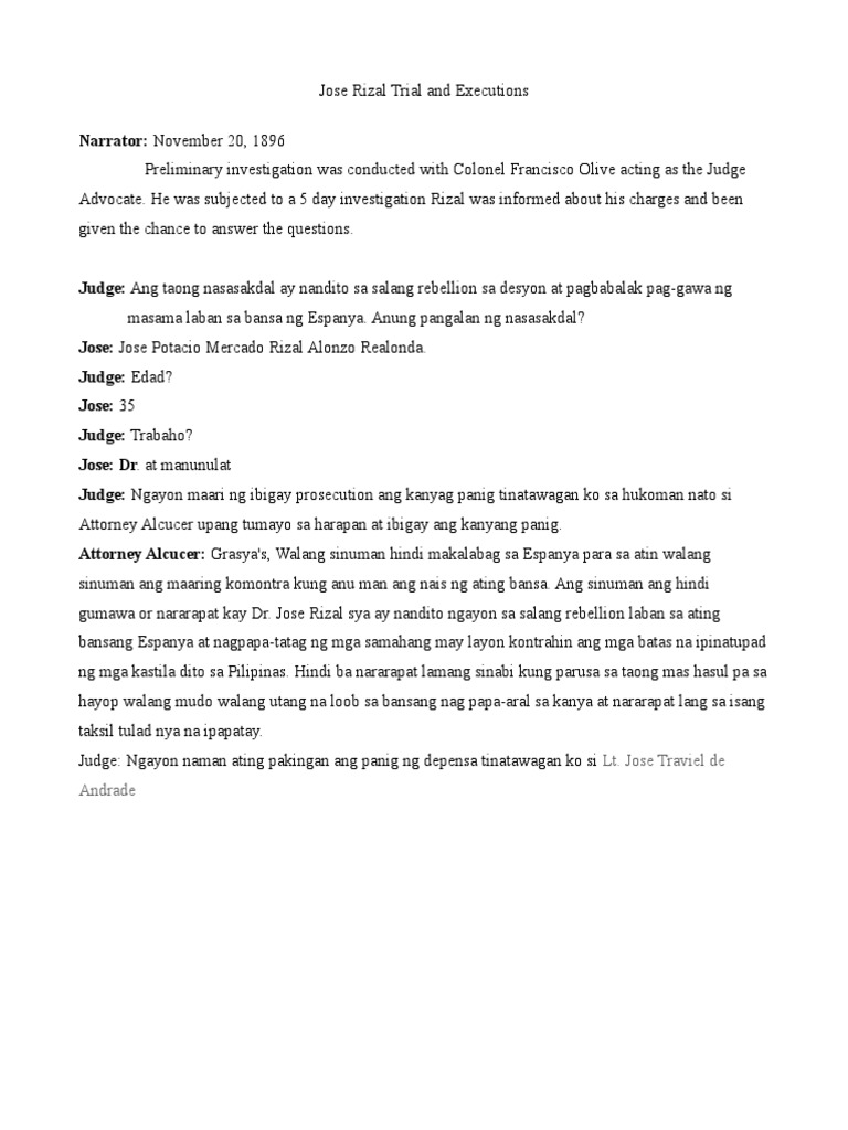 Rizal Trial | PDF