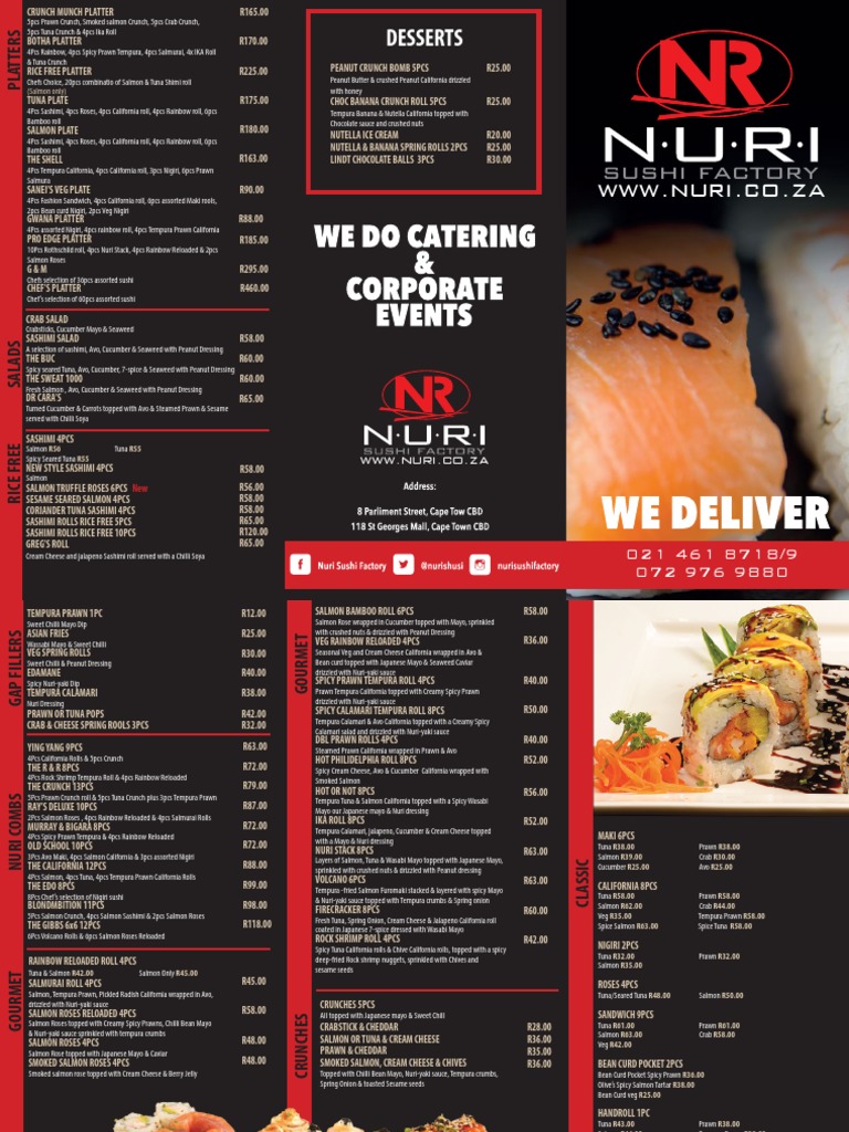 Nuri Sushi Factory Menu June 2016 PDF | PDF | Sushi | Western Cuisine