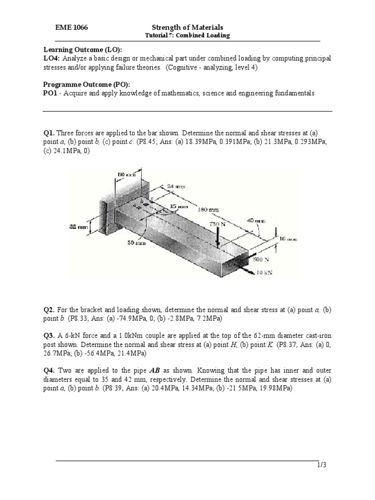 Tutorial 7: Combined Loading | PDF