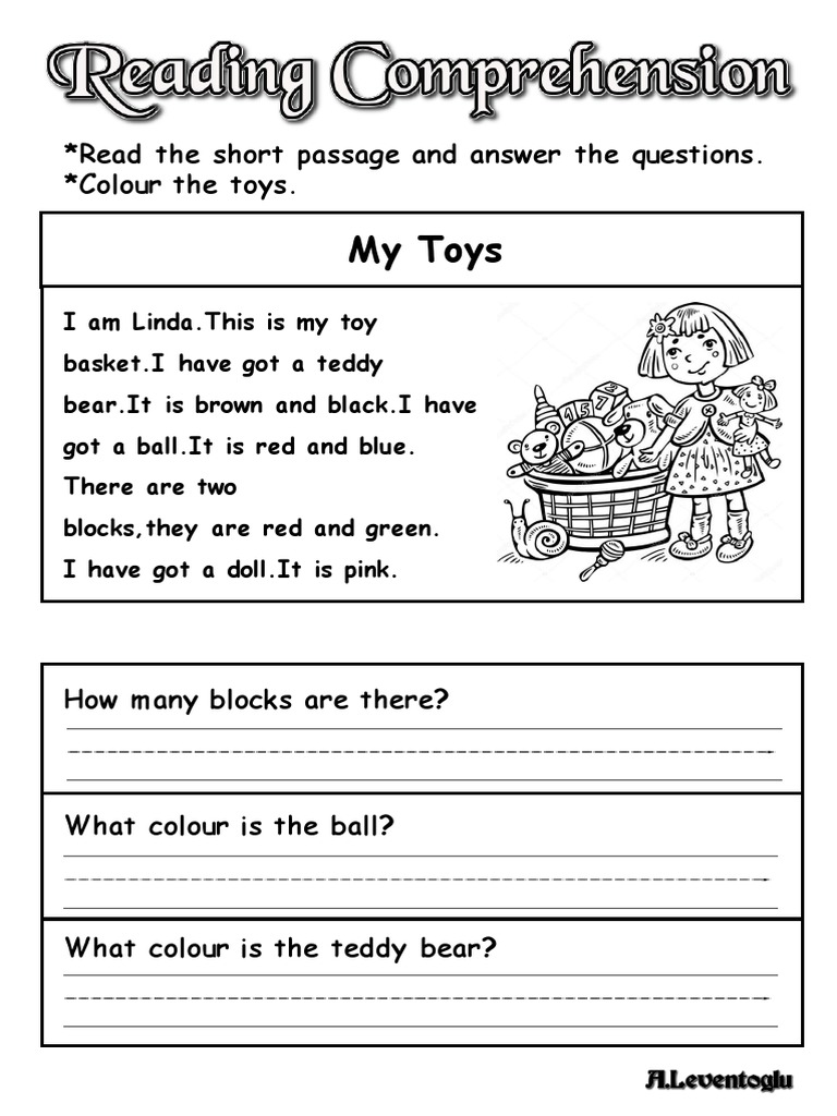 My Toys: Read The Short Passage and Answer The Questions. Colour The ...