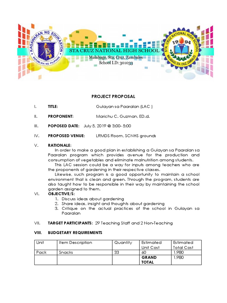 Project Proposal: Title: Proponent: POPOSED DATE: July 5, 2019 at 3:00 ...