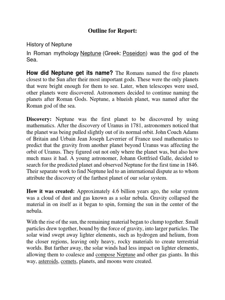 How Did Neptune Get Its Name? The Romans Named The Five Planets | PDF