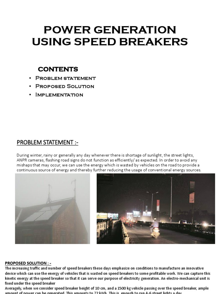 Power Generation Using Speed Breakers | PDF | Gear | Vehicles
