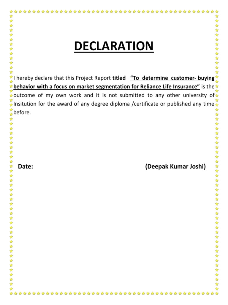 Declaration: Date: (Deepak Kumar Joshi) | PDF