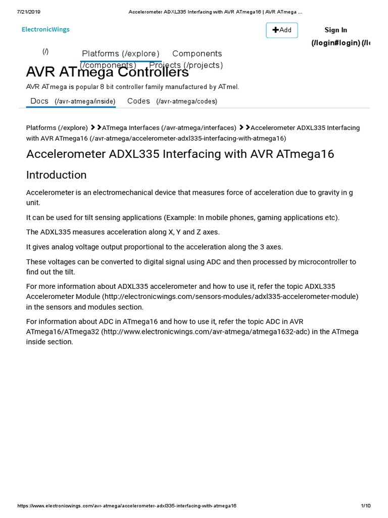 ADXL335 Interfacing With AVR | PDF | Analogue Electronics | Analog To ...