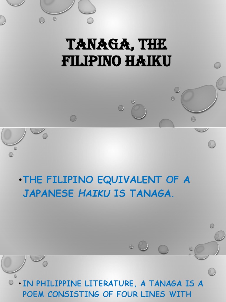 Tanaga, The Filipino Haiku | PDF | Tagalog Language | Languages Of Asia