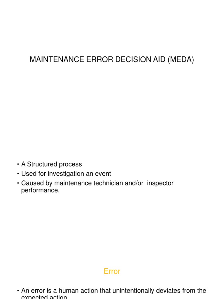 Maintenance Error Decision Aid (Meda) | PDF | Personal Protective ...