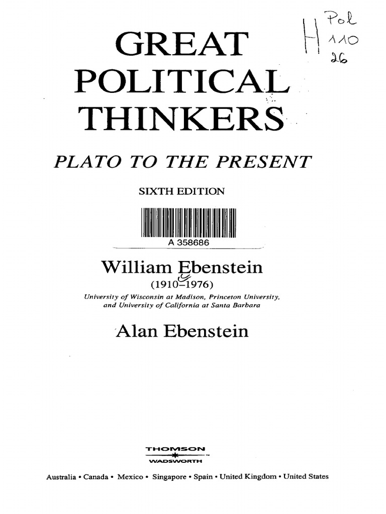 Great Political Thinkers: Plato To The Present | PDF | Liberty | Karl Marx