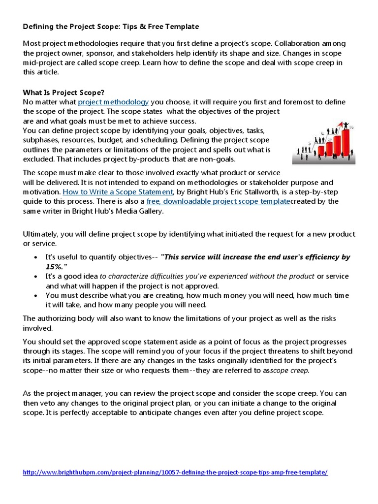 Example Defining The Project Scope | PDF | Goal | Project Management