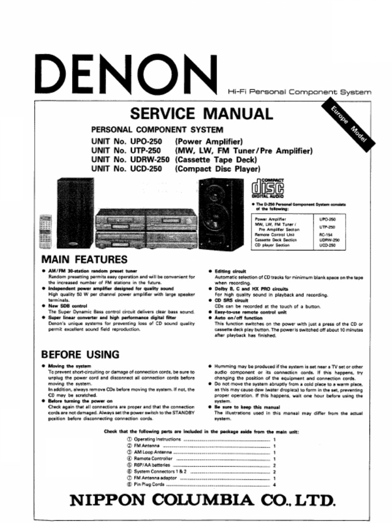 Denon D-250 - (Upo-250 - Utp-250 - Udrw-250 - Ucd-250) PDF | PDF