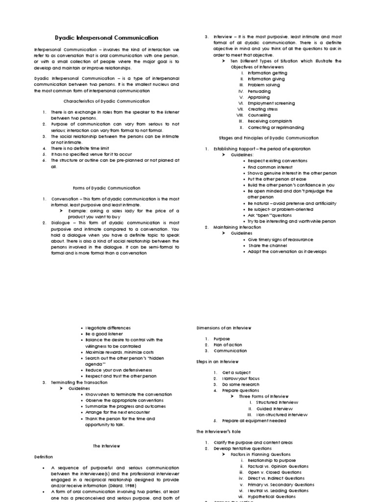 Speech and Oral Communication Dyadic Communication | PDF ...