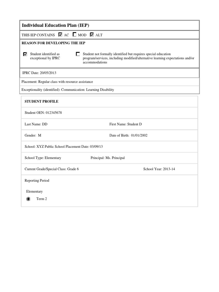 Individual Education Plan (IEP) : Reason For Developing The Iep | PDF ...