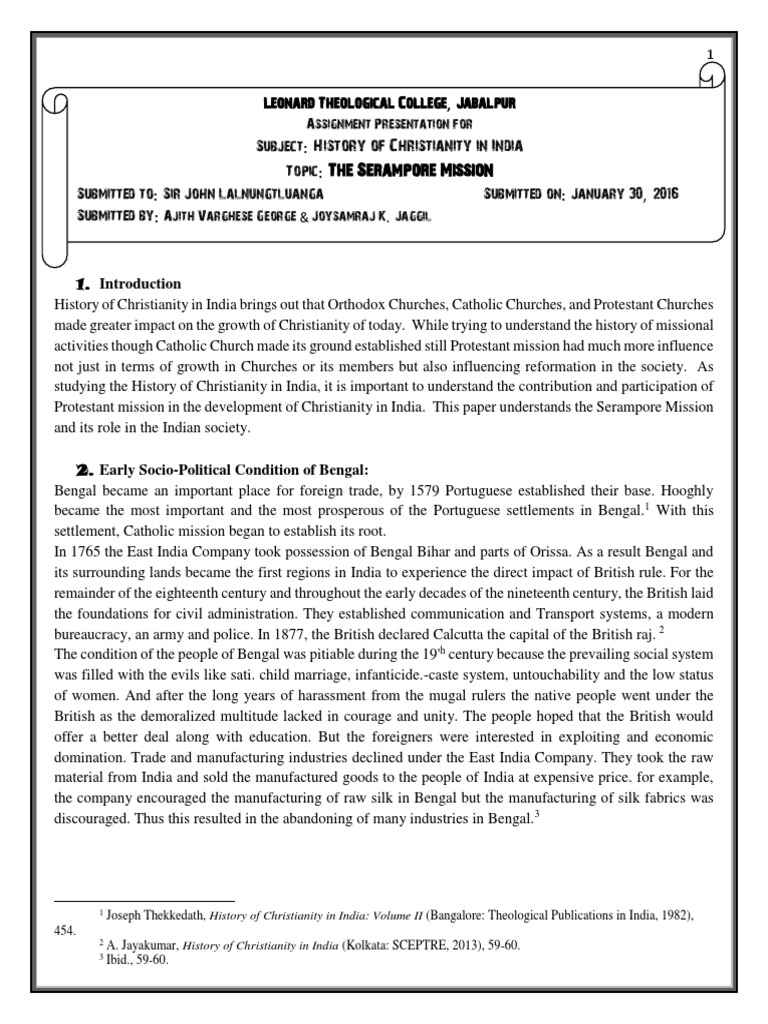 Serampore Mission's Impact on Indian Society | PDF | Christian Mission