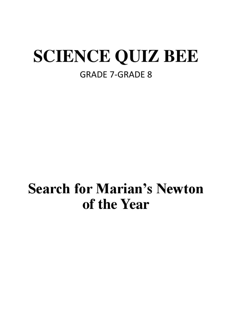 Science Quiz Bee G7-G8 | PDF | Wellness | Science & Mathematics