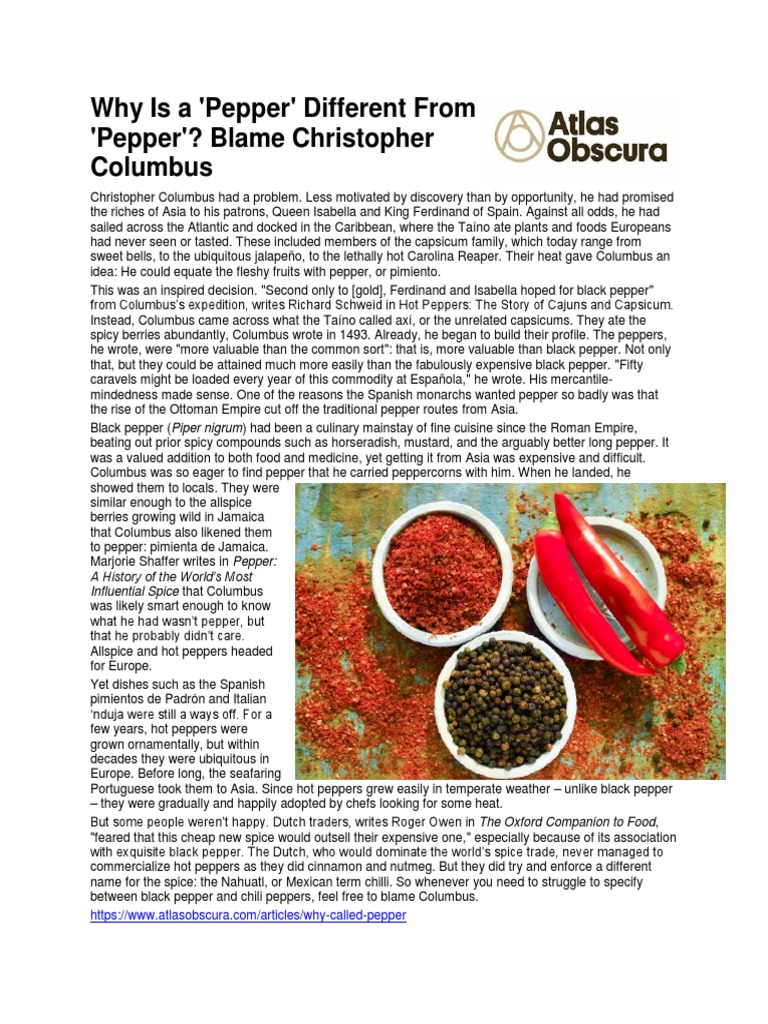 Why Is A Pepper' Different From Pepper'? Blame Christopher Columbus ...