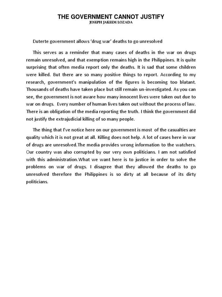 The Government Cannot Justify: Joseph Jakeem Lozada | PDF