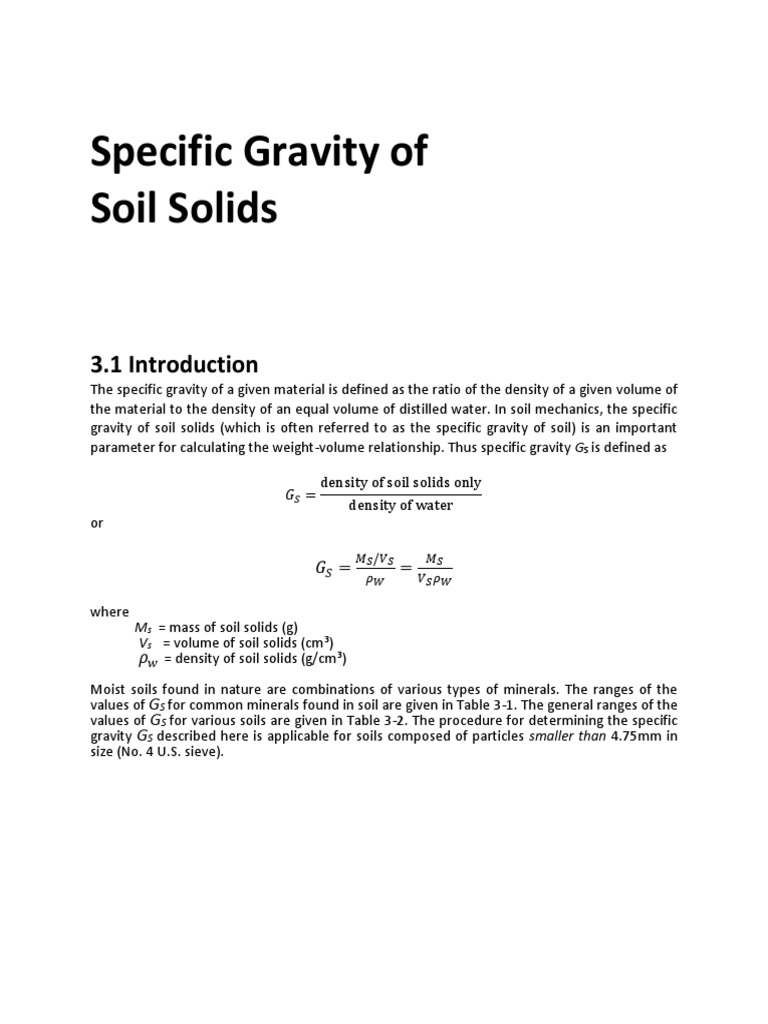 Specific Gravity of Soil Solids | PDF | Soil Mechanics | Soil