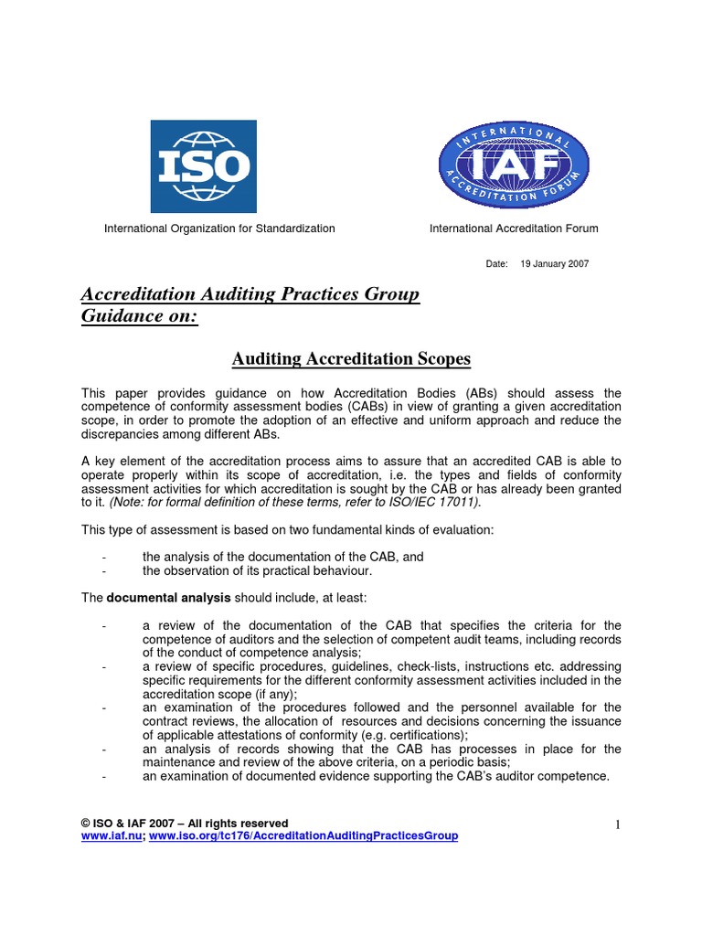Accreditation Auditing Practices Group Guidance On | PDF | Audit ...