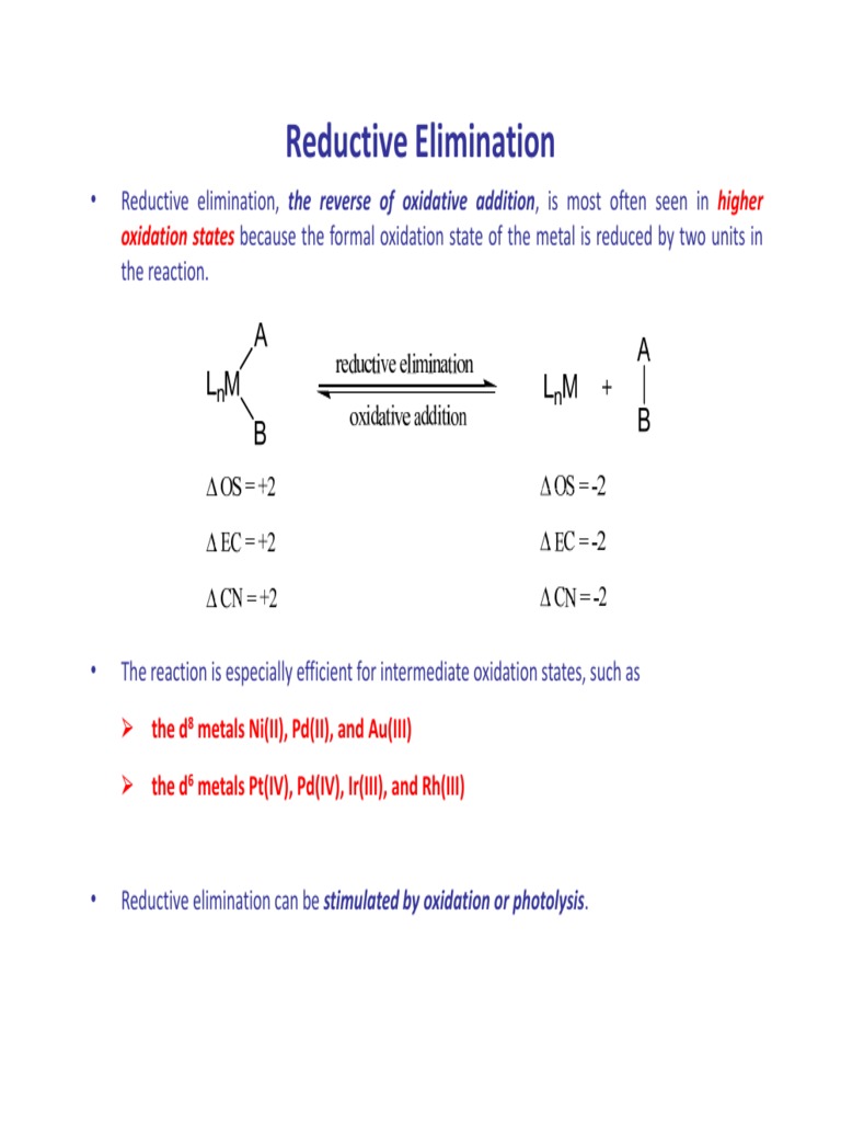 Reductive Elimination: Higher Higher Oxidation States | PDF | Organic ...