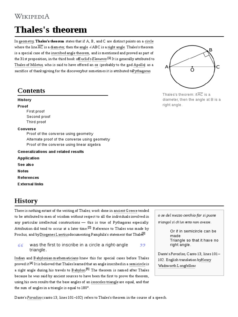 Thales's Theorem | PDF | Triangle | Space