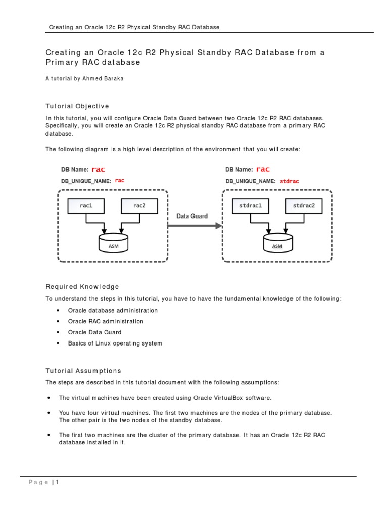 1.2 Creating An Oracle 12c R2 Physical Standby RAC Database From A Primary RAC Database PDF ...