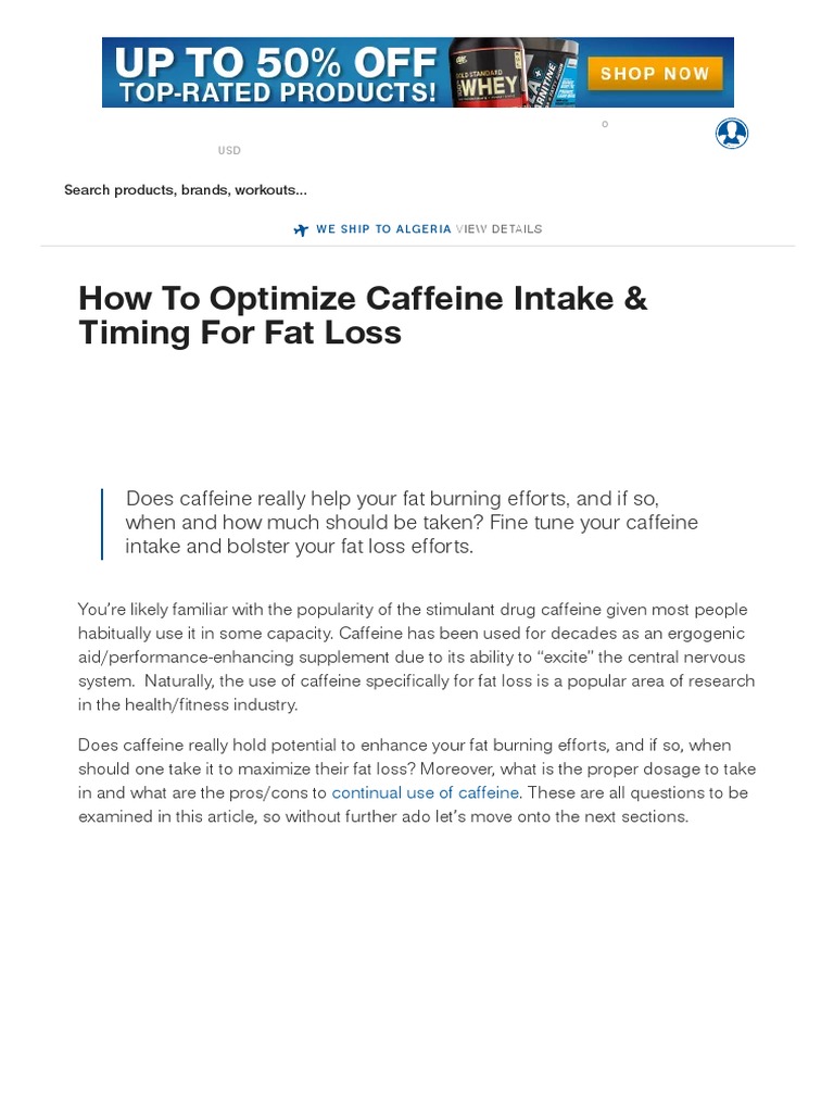 How To Optimize Caffeine Intake & Timing For Fat Loss - Muscle ...