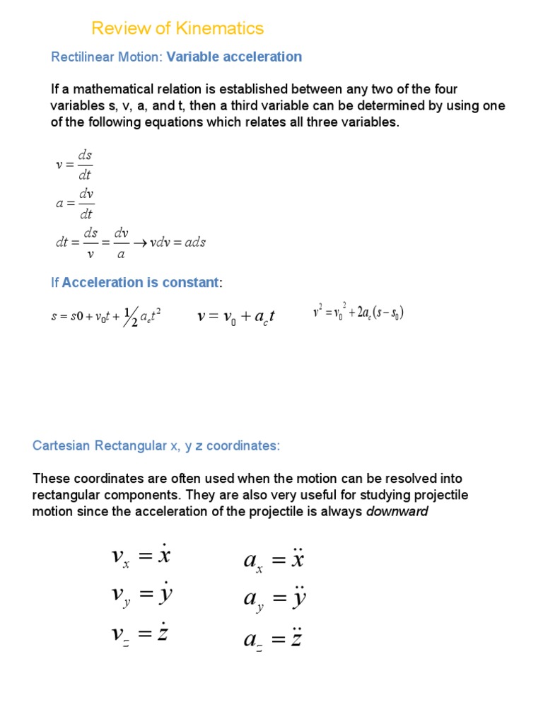 Equations of Motion For A Particle | PDF | Equations Of Motion ...