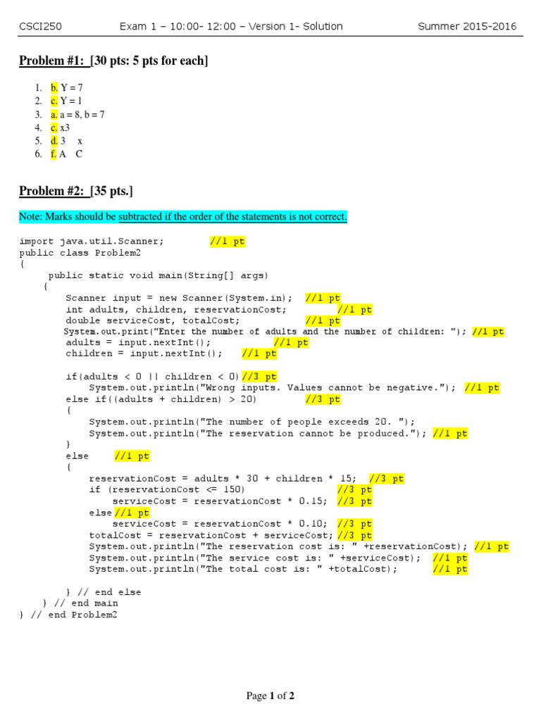 CSCI250 Introduction To Programming - Sample Exam 1 - B - Solution ...
