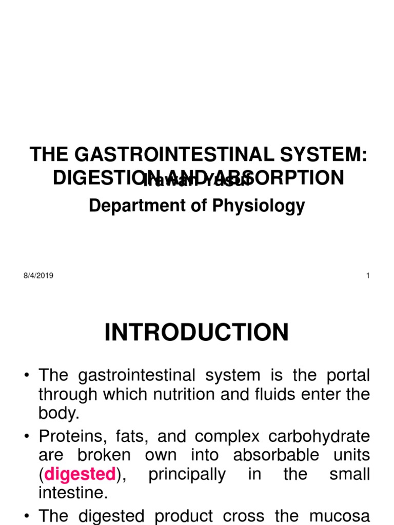 The Gastrointestinal System: Digestion and Absorption: Irawan Yusuf ...
