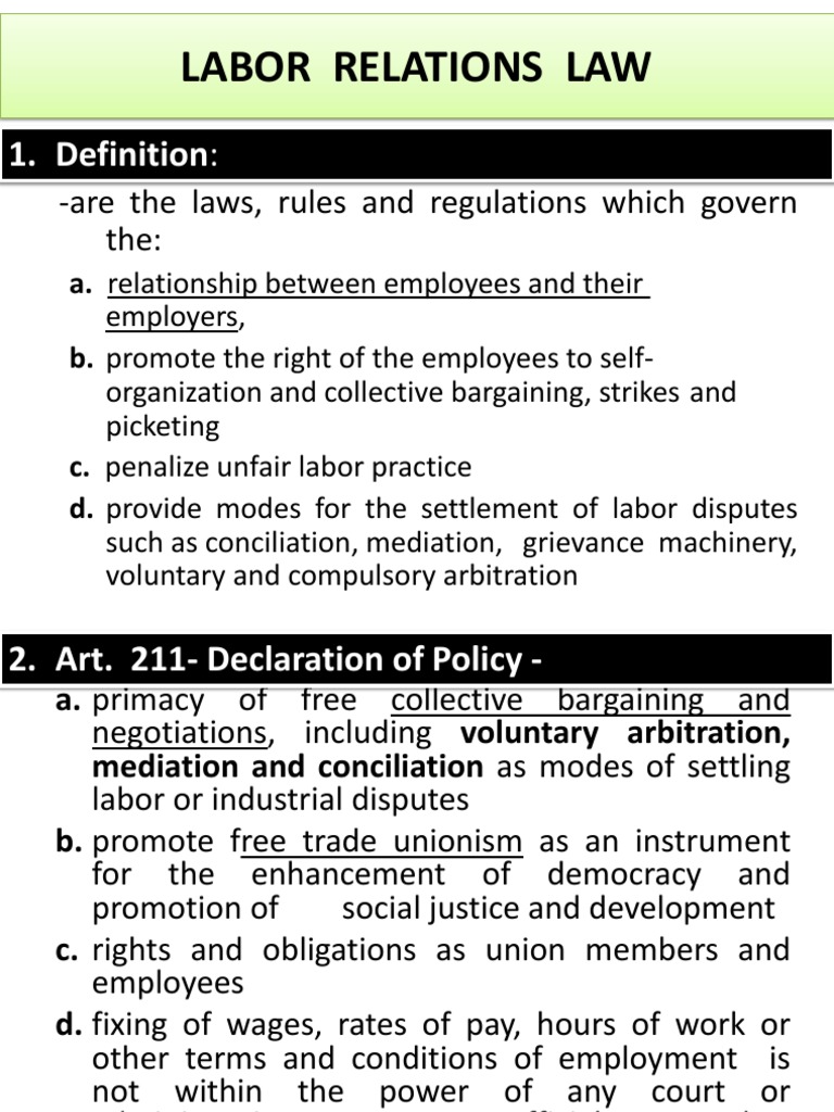 Labor Relations Law: 1. Definition | PDF | Collective Bargaining ...