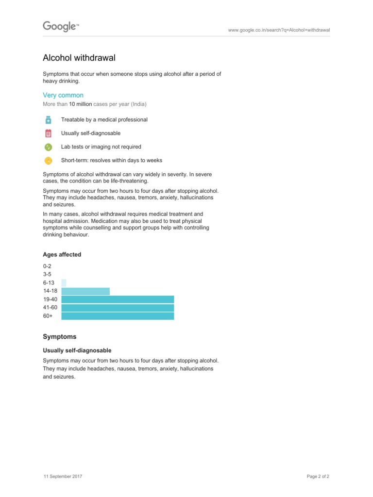 Alcohol Withdrawal Symptoms Guide | PDF