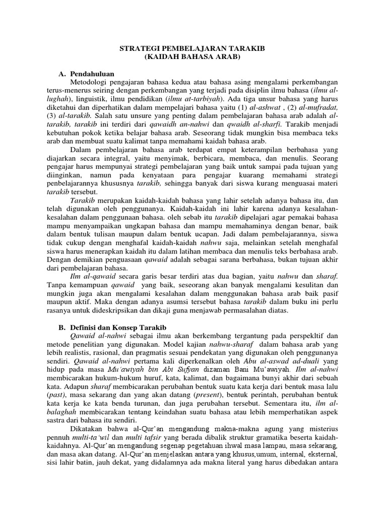 Strategi Pembelajaran Tarakib | PDF