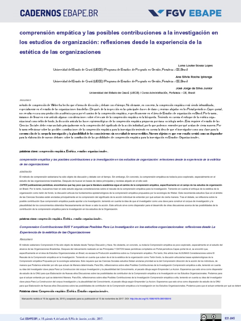 Comprensión empática en estudios organizacionales | PDF | Max Weber ...