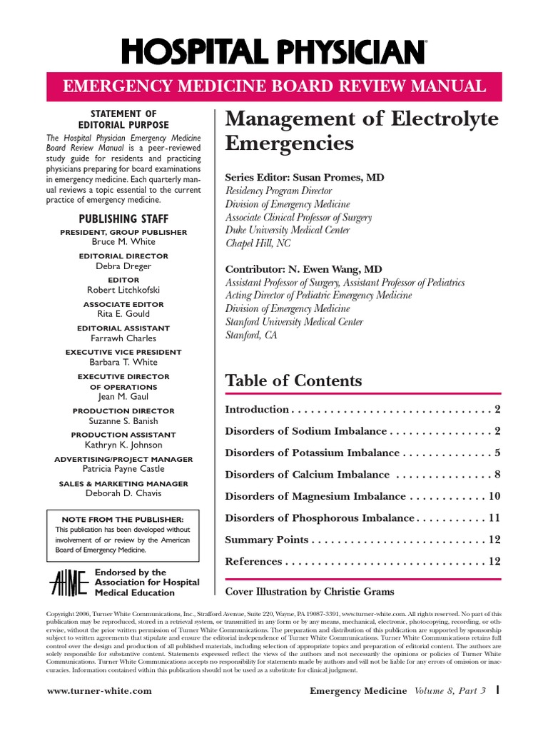 Management of Electrolyte Emergencies: Emergency Medicine Board Review ...