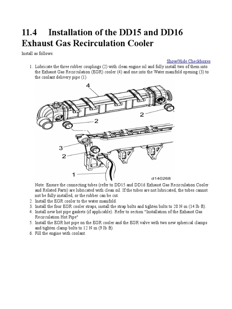 11.4 Installation of The DD15 and DD16 Exhaust Gas Recirculation Cooler ...