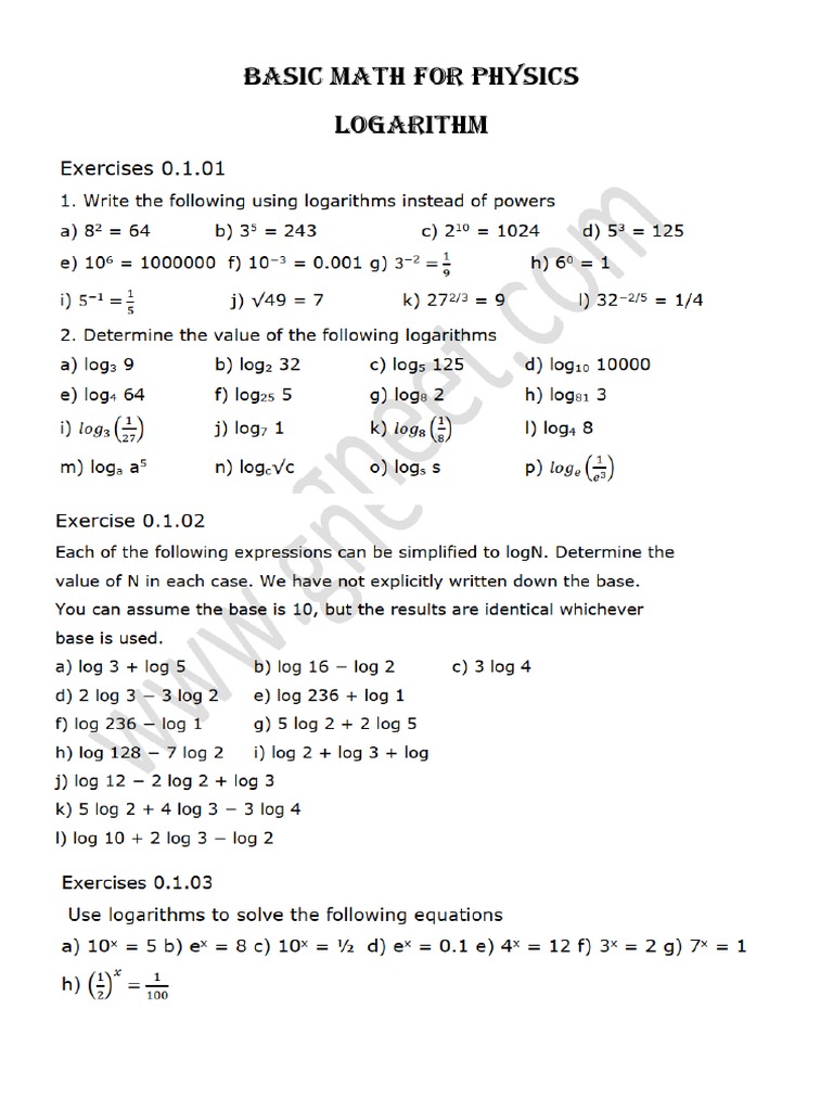 Basic Math For Physics Logarithm | PDF