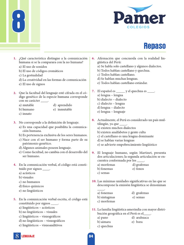 LE 3er Año S8 Repaso | PDF | Lengua española | Dialecto