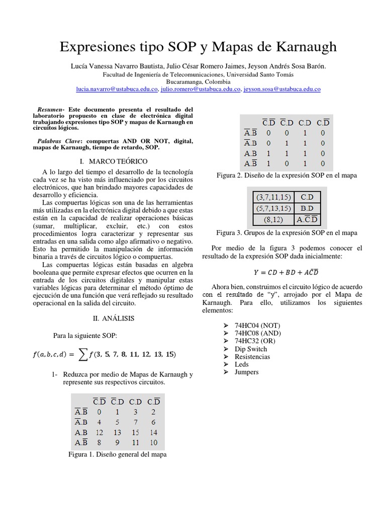 Laboratorio SOP y Mapas K | PDF | Puerta lógica | Áreas de informática