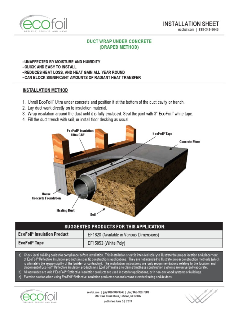 Installation Sheet: Duct Wrap Under Concrete (Draped Method) | PDF ...